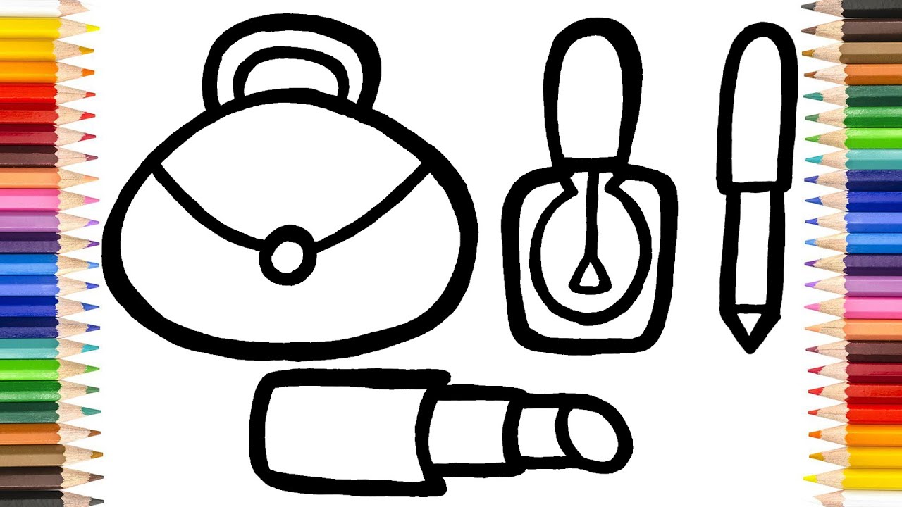 Accessories Drawing, Coloring, Painting Handbag, Lipstick, Eyeliner ...