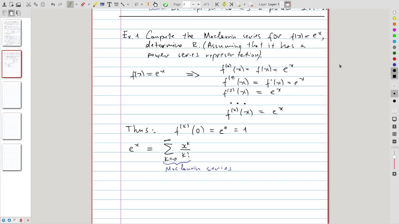 2 - Example of the Maclaurin series for exp(x) - YouTube