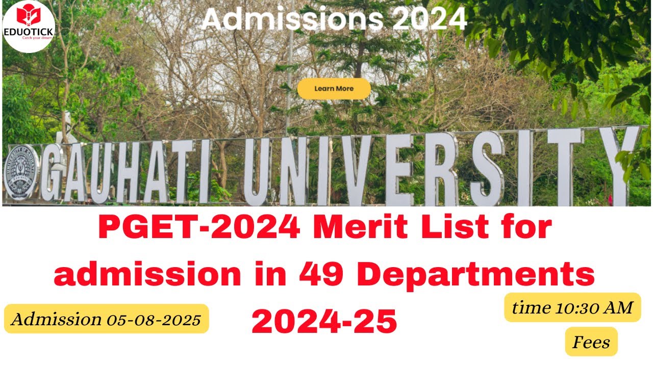 Admission in Gauhati University PG Programme through PGET 2024|PGET ...