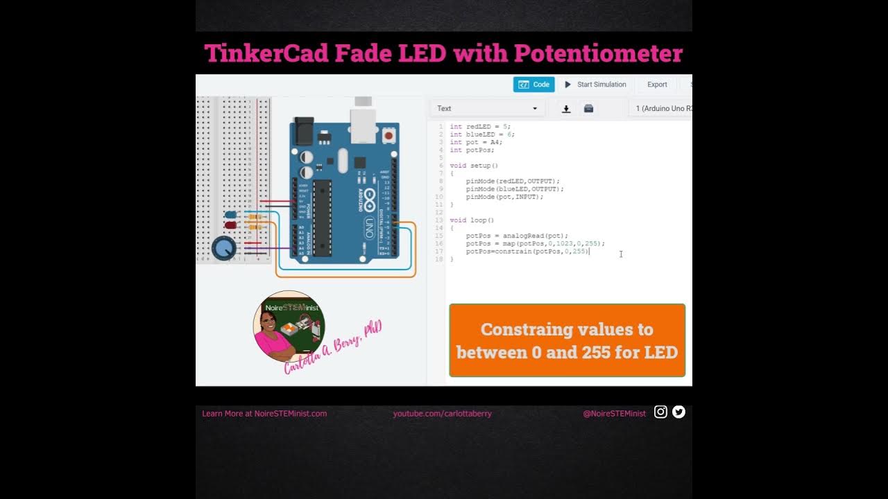 TinkerCad fading LEDs with potentiometer #Arduino #TinkerCad #SparkFun - YouTube