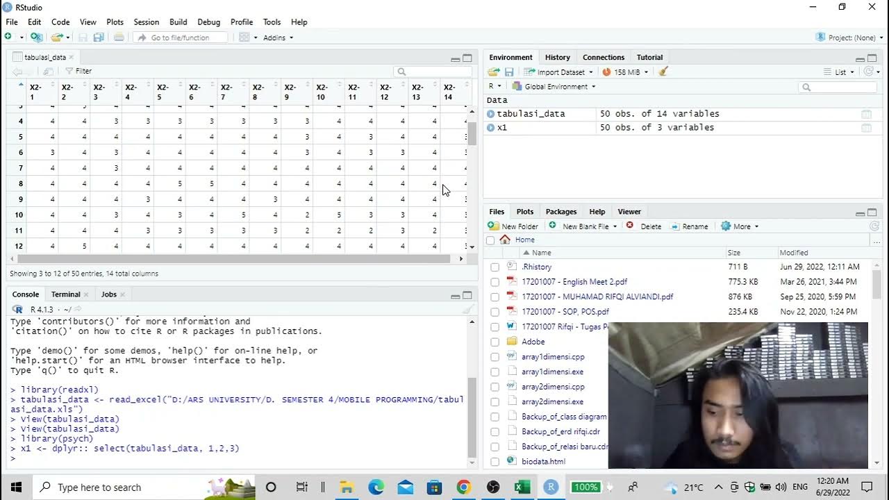 Tugas Statistik (Uji Validitas & Realibilitas dengan menggunakan RStudio) - YouTube