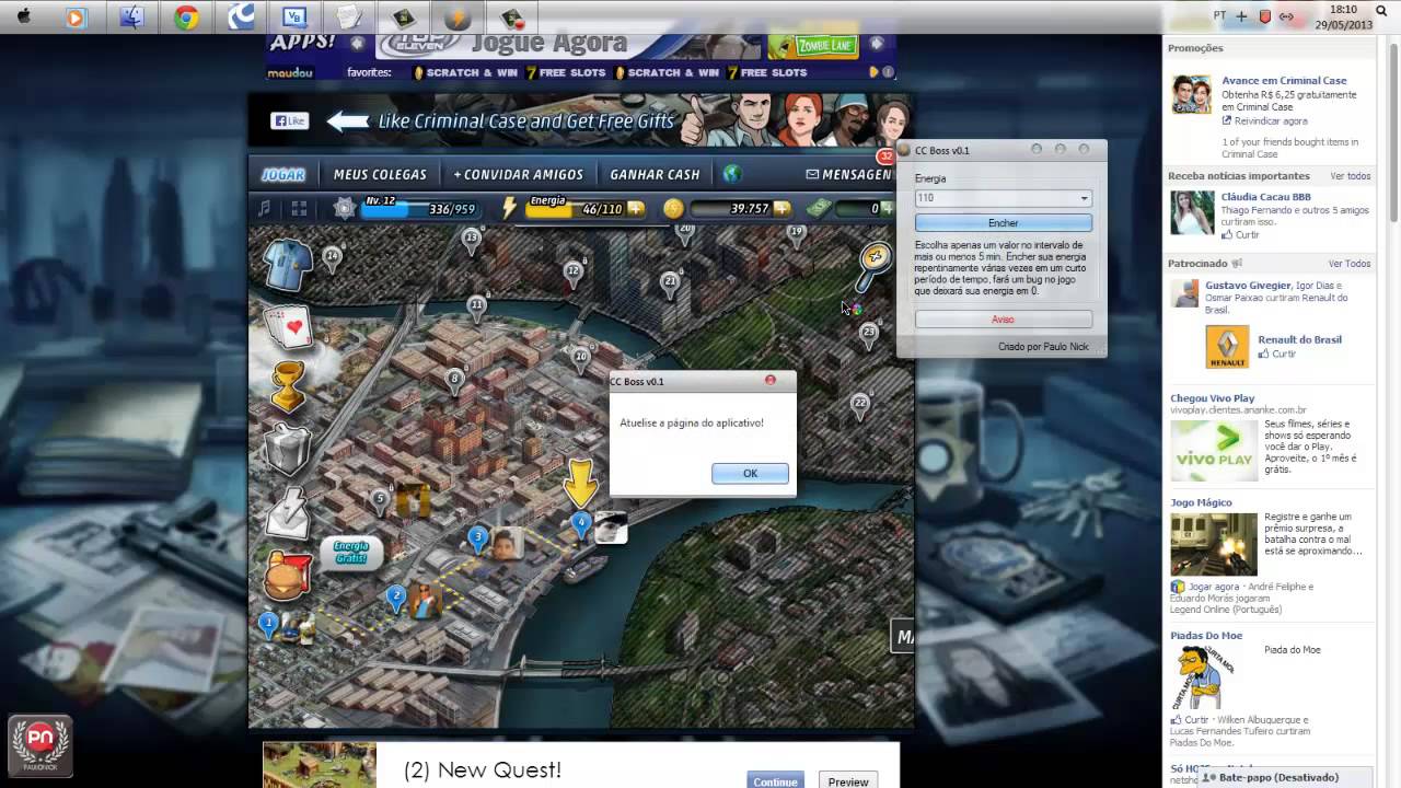 Hack de energia - Criminal Case (CC Boss v0.1) - YouTube