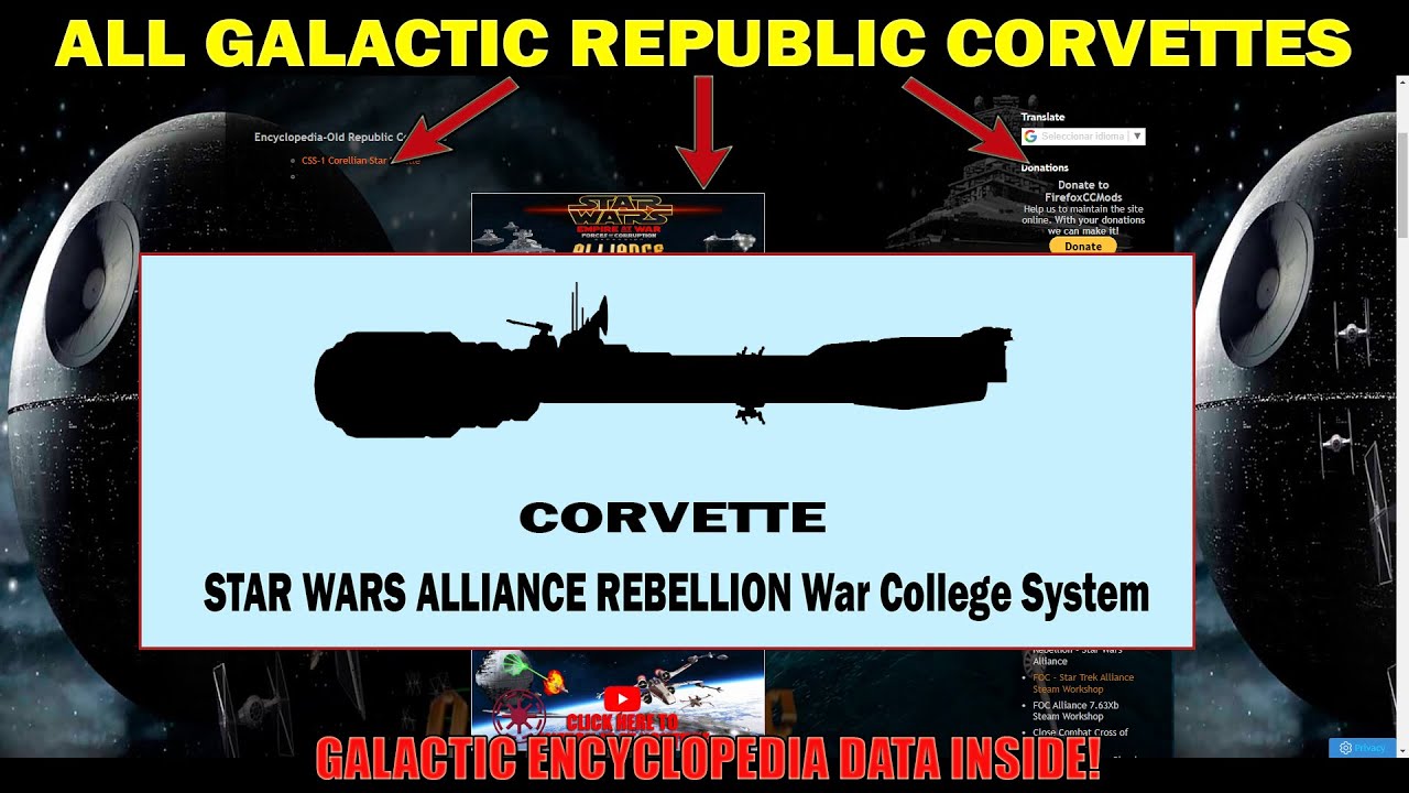 ALL CORVETTES of the Republic - Star Wars - Units Data included! - YouTube