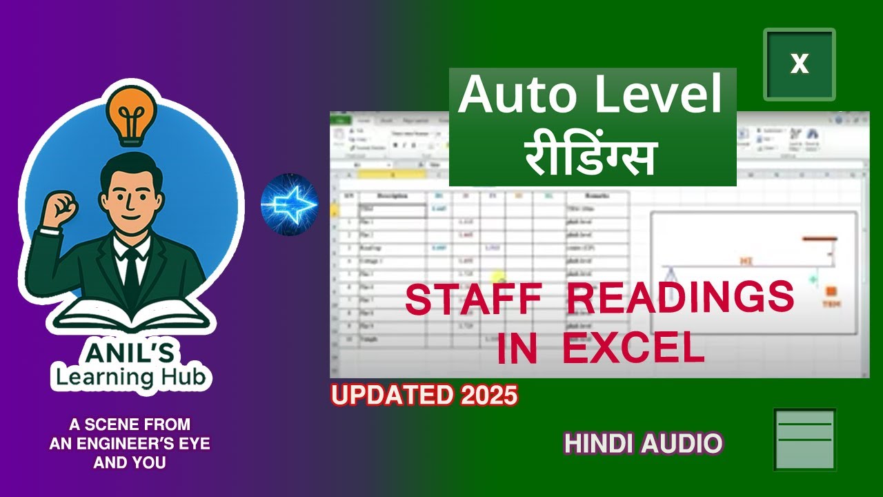 ENTERING STAFF READINGS BY AUTO LEVEL IN M S EXCEL - YouTube