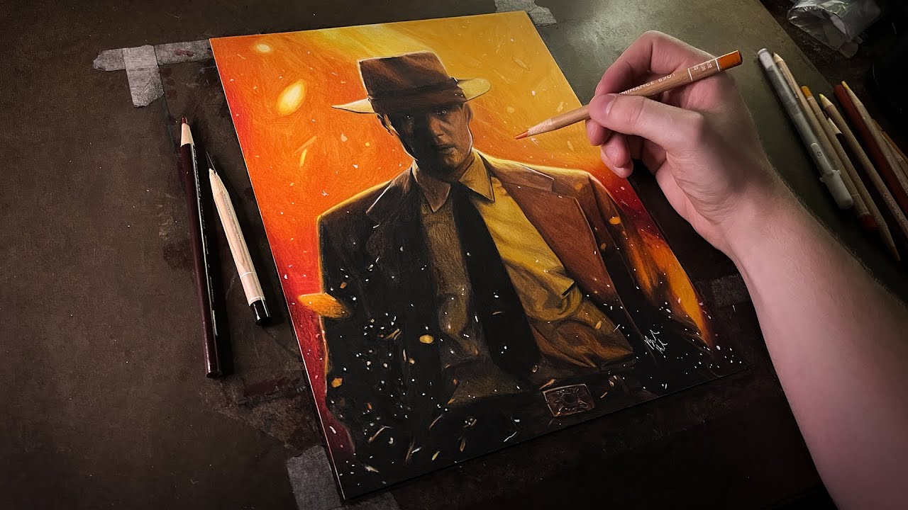 Drawing Time Lapse: Cillian Murphy from Oppenheimer - YouTube