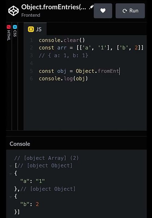 Object Fromentries Javascript Frontend Shorts Youtube