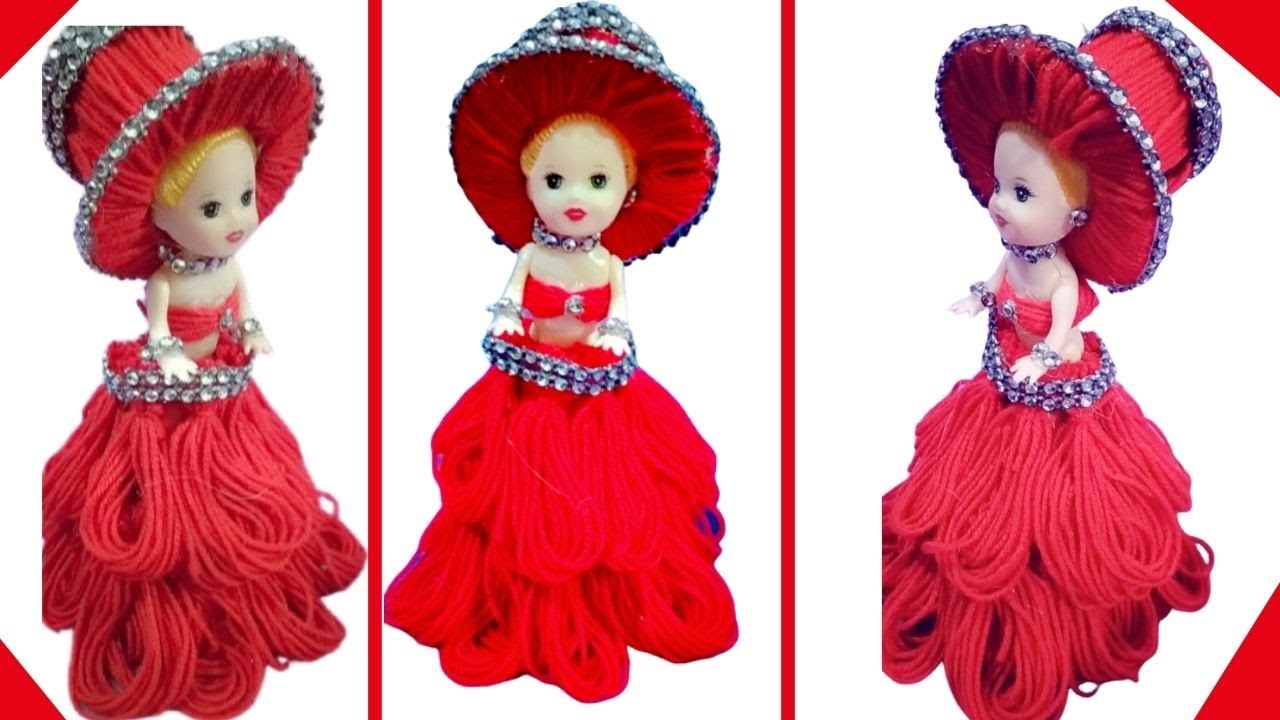 BEAUTIFUL WOOLEN DOLL CRAFT/HOW TO DECORATE DOLL WITH WOOLEN - YouTube