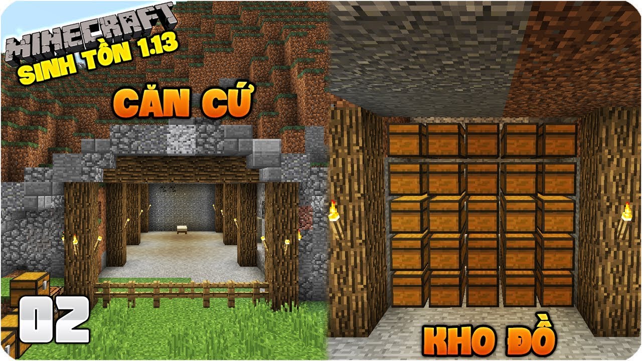 Minecraft Sinh Tồn - Tập 2 | Xây Nhà Trong Hang và Kho Chứa Đồ | MK ...