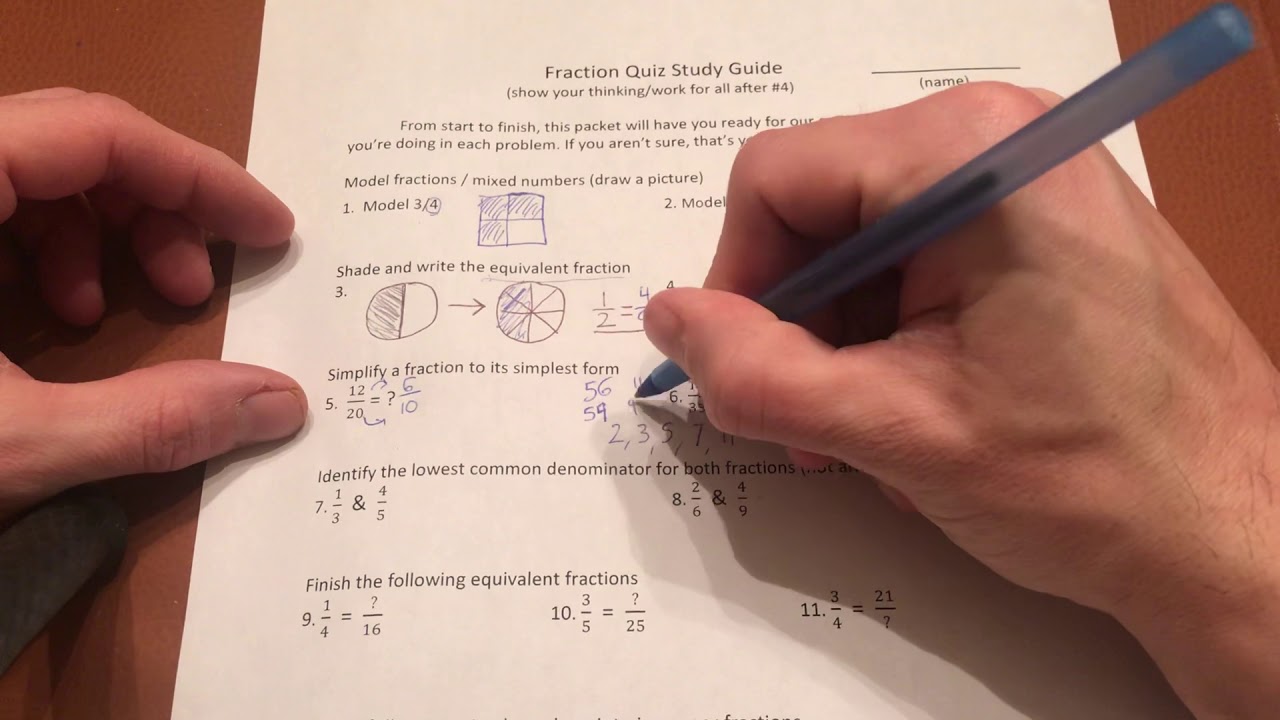 12/9 Fraction Study Guide (page 1) - YouTube