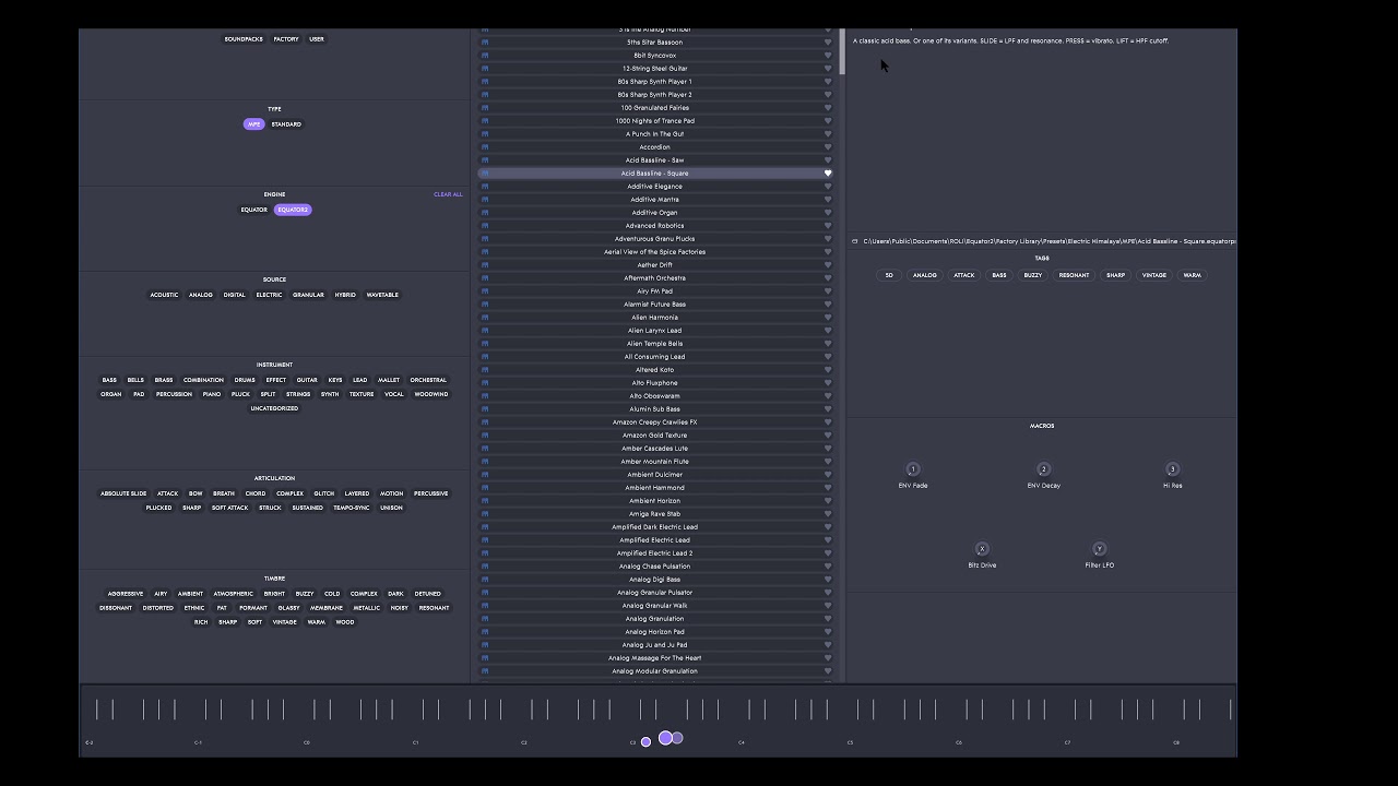 Equator2 synth from Roli, quick preview MPE sounds no talking [A-B ...