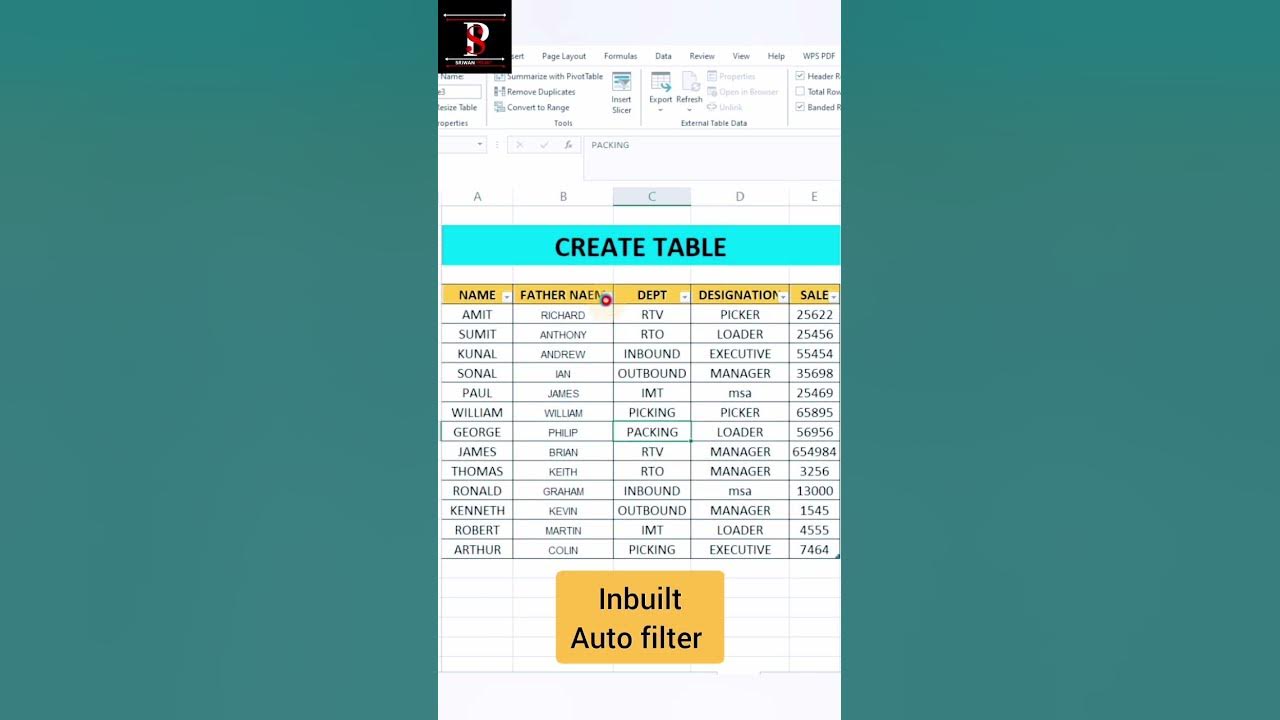 Create table in ms excel #excel #exceltips #shorts - YouTube