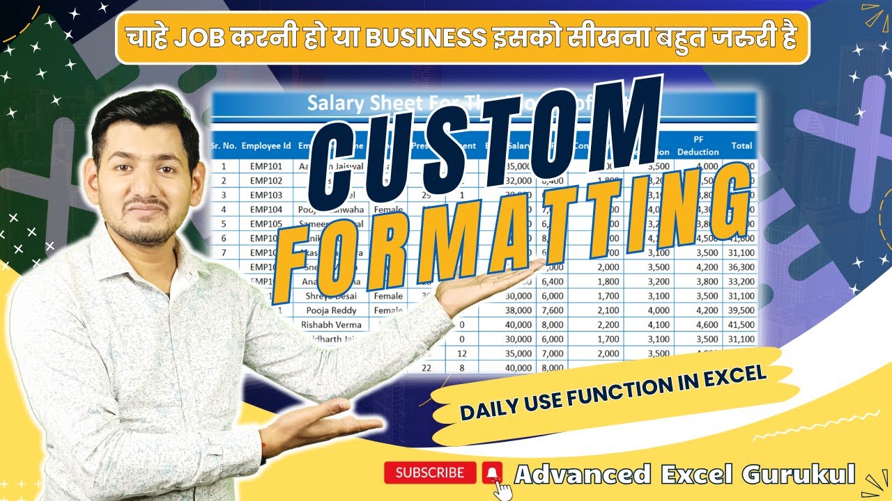 How To Use Custom Formatting In Excel Custom Formatting Kaise Use Kare Advancedexcelgurukul