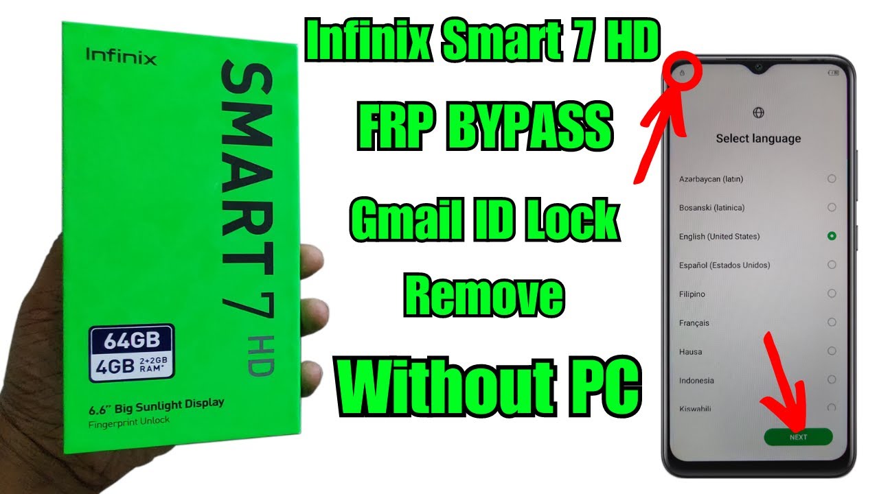 Infinix Smart 7 Hd (x6516) Frp Bypass Android 12 Update | Gmail Id Lock ...