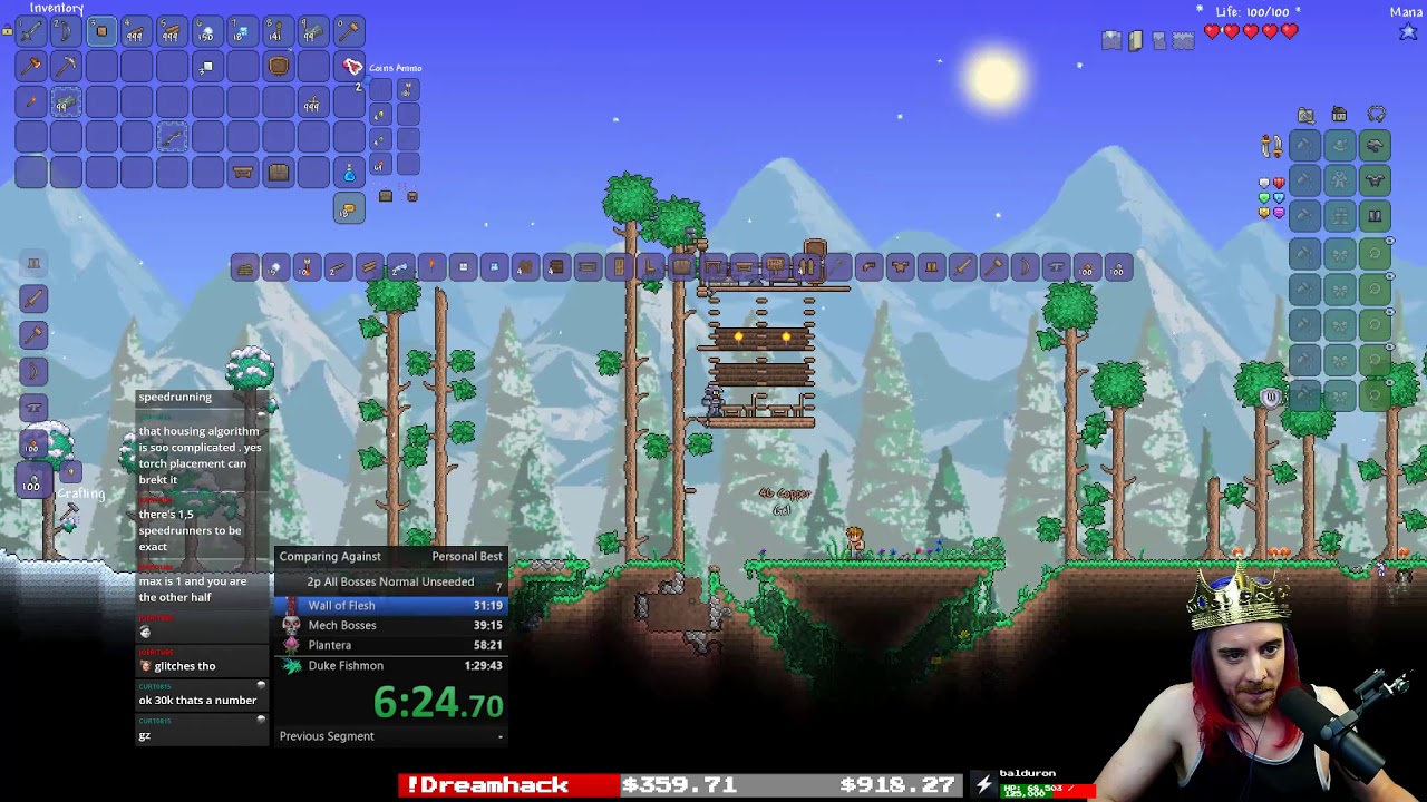 Terraria Speedrun 2p All Bosses Normal Unseeded 1:10:00 WR - YouTube