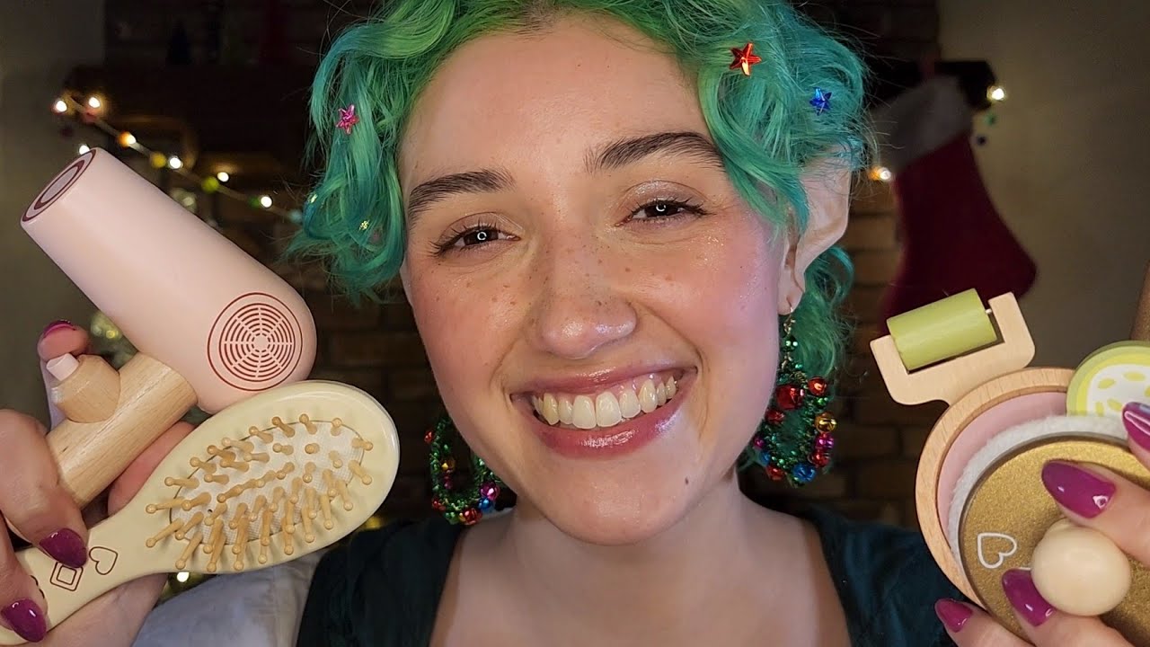 ASMR Elf Does Your Wooden Makeup & Skincare 🎄(holiday roleplay, sleep ...