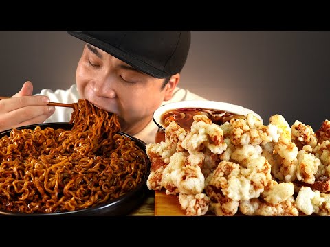 짜파게티+까르보나라불닭볶음면과 탕수육 먹방~!! 리얼사운드 ASMR social eating Mukbang(Eating Show)