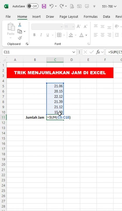 Trik Menjumlahkan Jam di Excel #excel #tipspraktis #exceltips #exceltricks #tutorial - YouTube