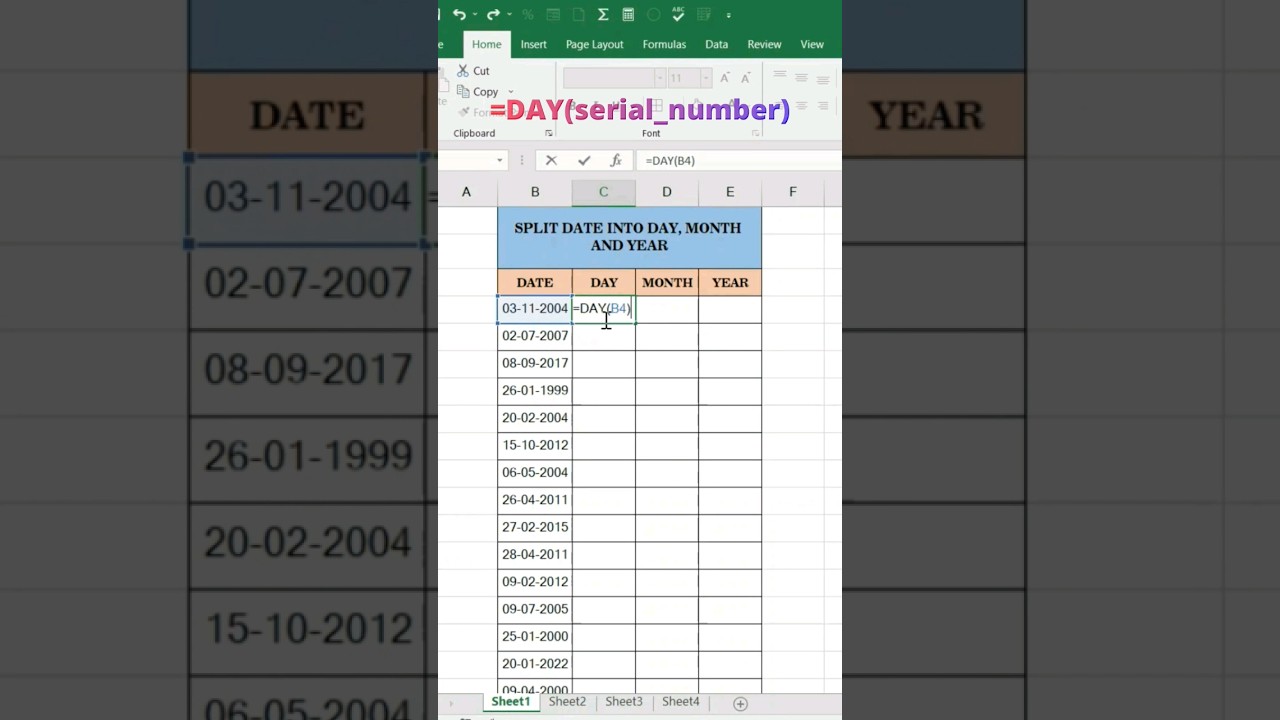 Day Month And Year Function In Ms Excel Split Date Into Day Month And Year shorts excel Day Month And Year Function In Ms Excel Split Date Into Day Month And Year shorts excel