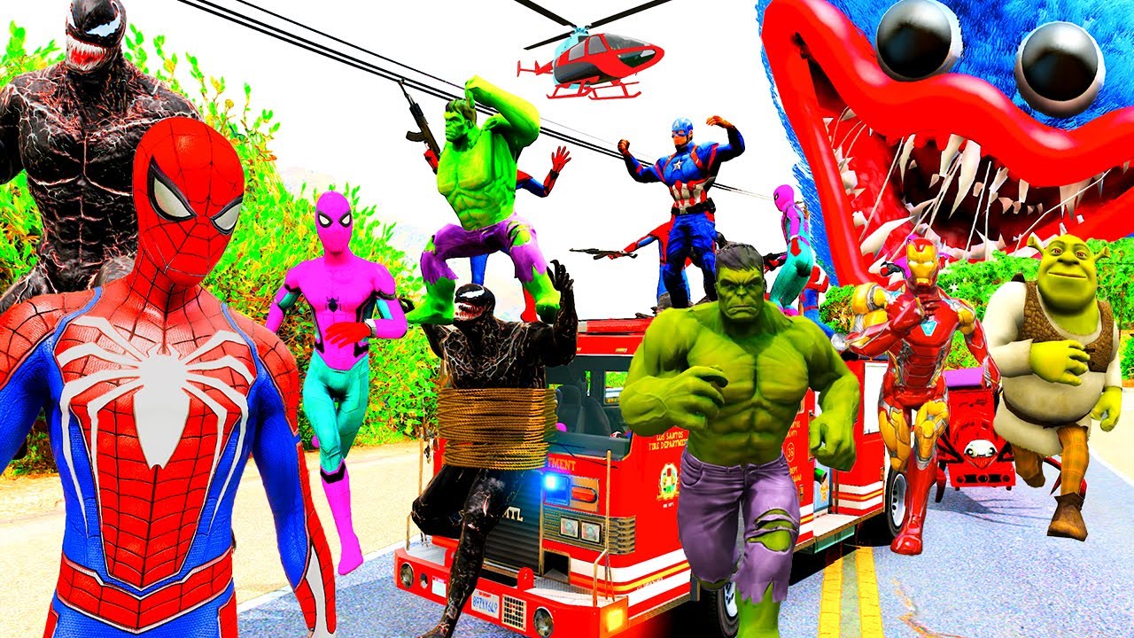 10h Spiderman Racing Car 2, Avenger VS Red Hulk, Giải Cứu Siêu Nhân ...