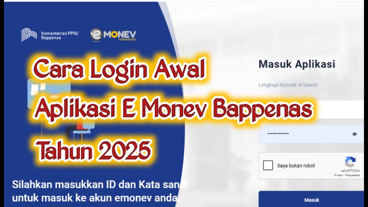 Cara Login Awal Aplikasi E Monev Bappenas Tahun 2025 - YouTube
