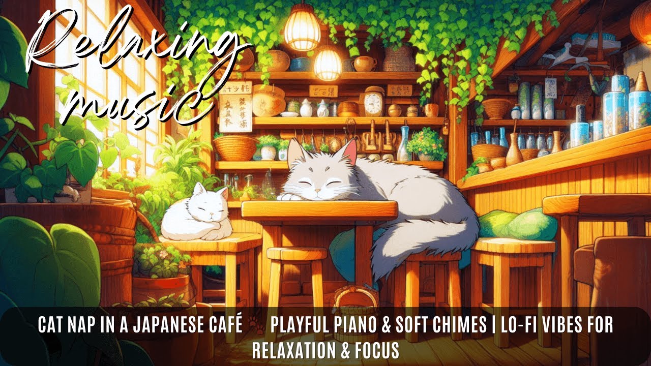 Cat Nap in a Japanese Café 🐾 Playful Piano & Soft Chimes | Lo-Fi Vibes ...