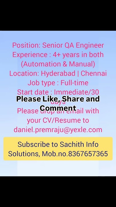 Hiring Senior Qa Engineer Testingjobs Qaengineer Youtube