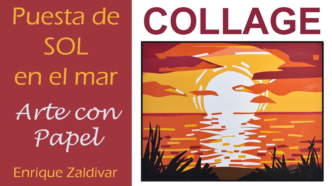 Como hacer un Collage: Puesta de sol en el mar | Atardecer | Arte con ...