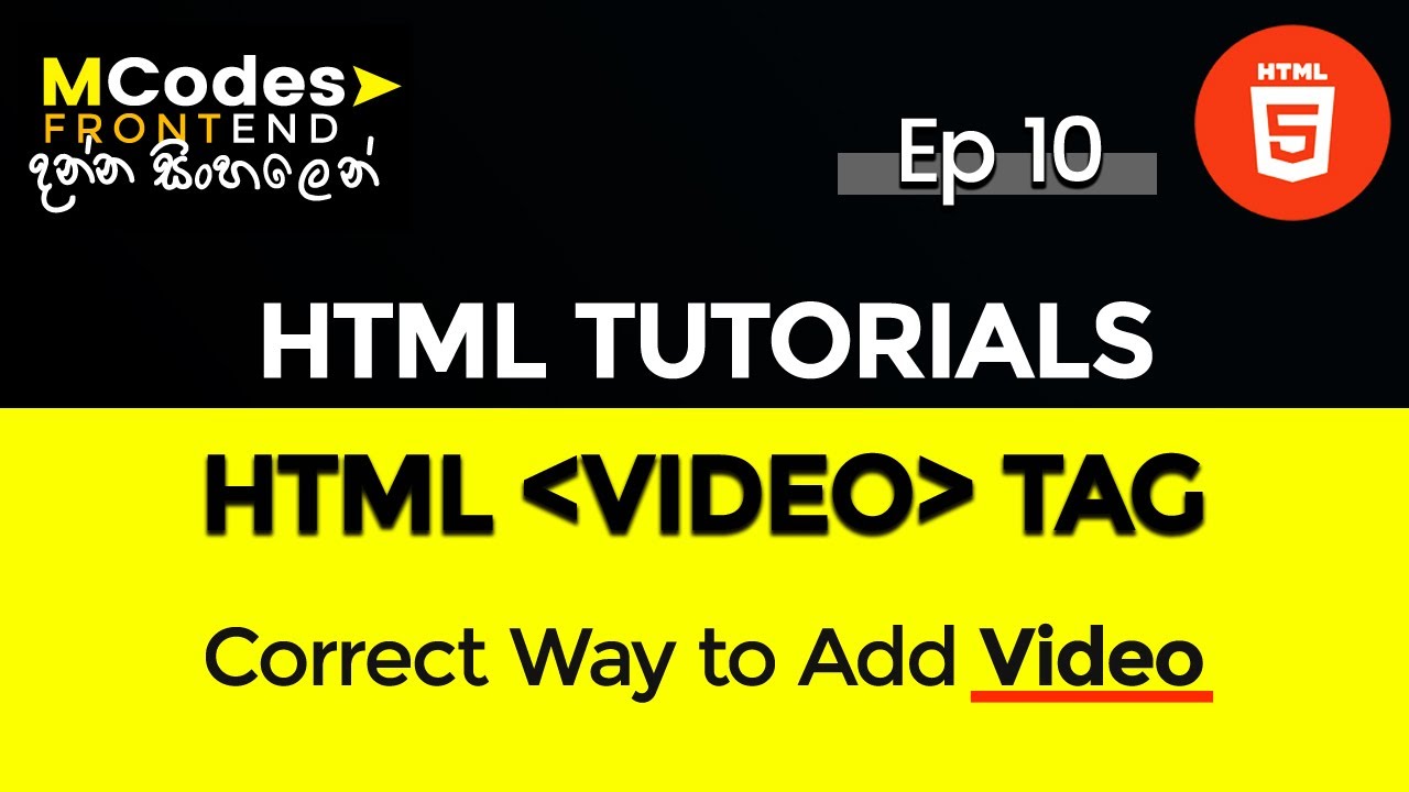 HTML Video tag | Insert Video into a website (in Sinhala) 📹 - YouTube