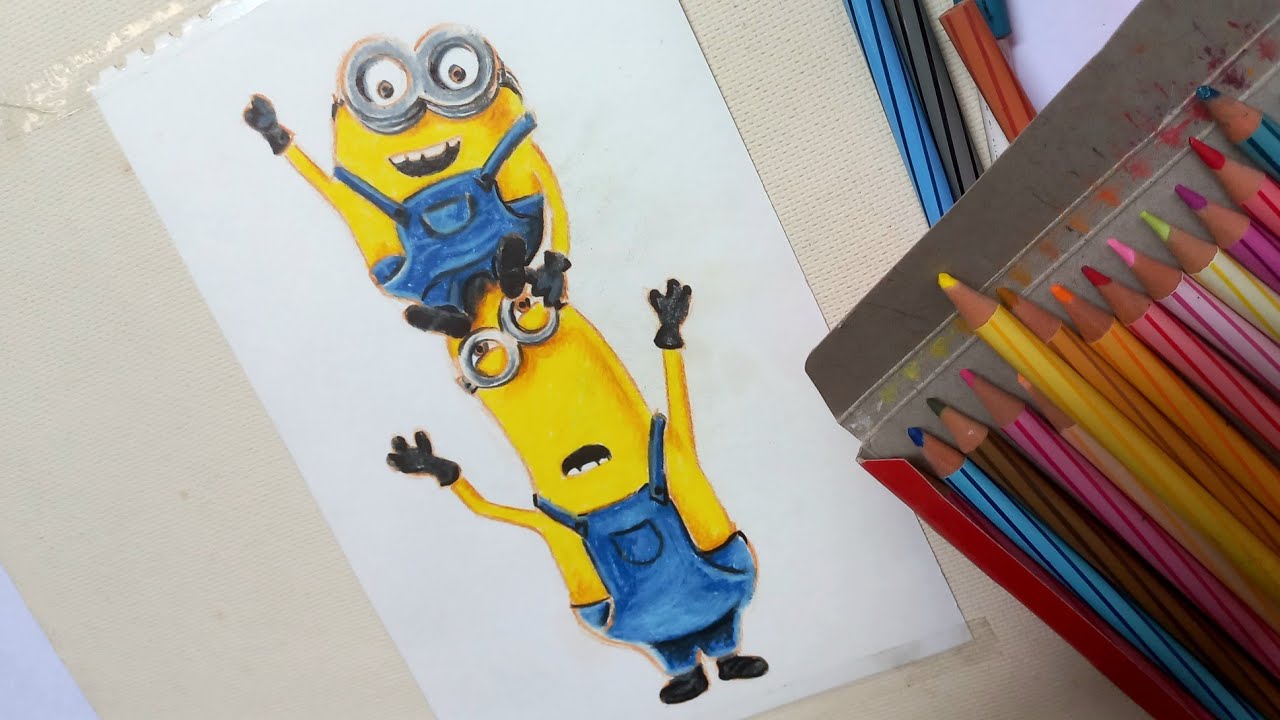 minions cartoon character 2 drawing with colour pencil ️ 😍 - YouTube