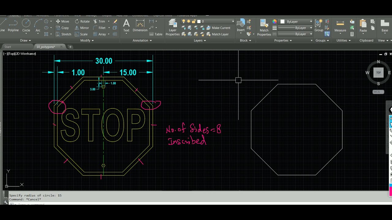 Complete Procedure to Draw a Polygon with Dimensions in AutoCAD + Doubt ...