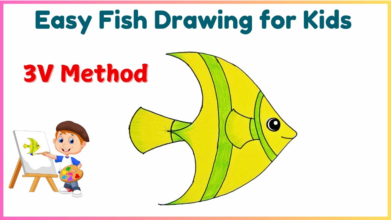 Fish Drawing for Kids | Easy 3V Method Step-by-Step | Fun & Simple Art ...