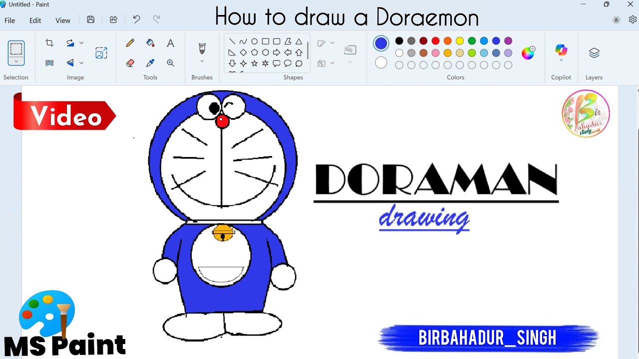 #MS_Paint | How to draw a Doraemon in ms paint | #DORAEMON | #BAHADUR ...