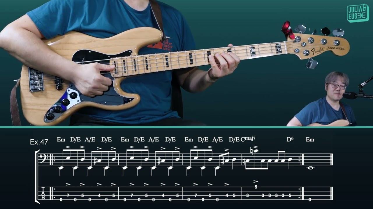 Slap Bass 슬랩베이스 레슨10 - Plucking On The A String (Ex.46-50) - YouTube