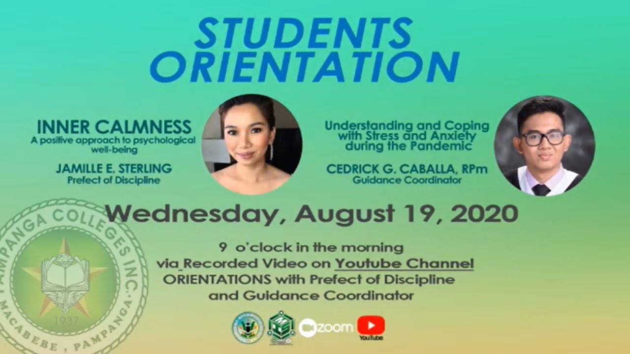 Students Orientation by the Prefect of Discipline, Guidance Counselor ...