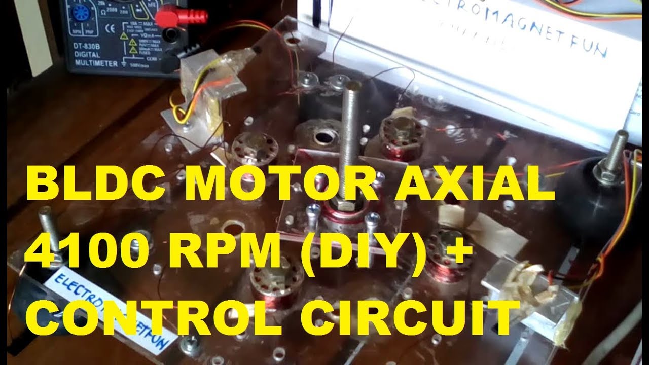 Brushless DC (BLDC) Motor 1 (DIY) : axial motor with 4 coils stator, 4 ...