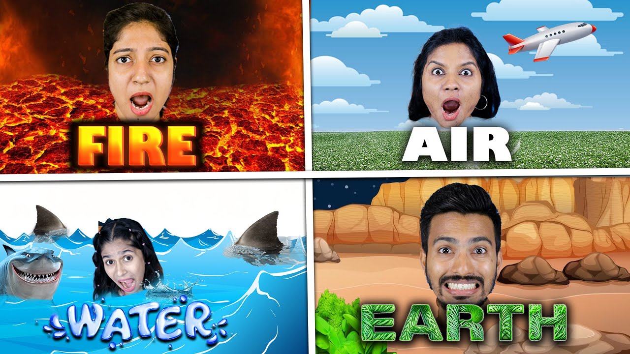 Living in 4 Elements House Challenge | Fire x Water x Air x Earth Fight ...