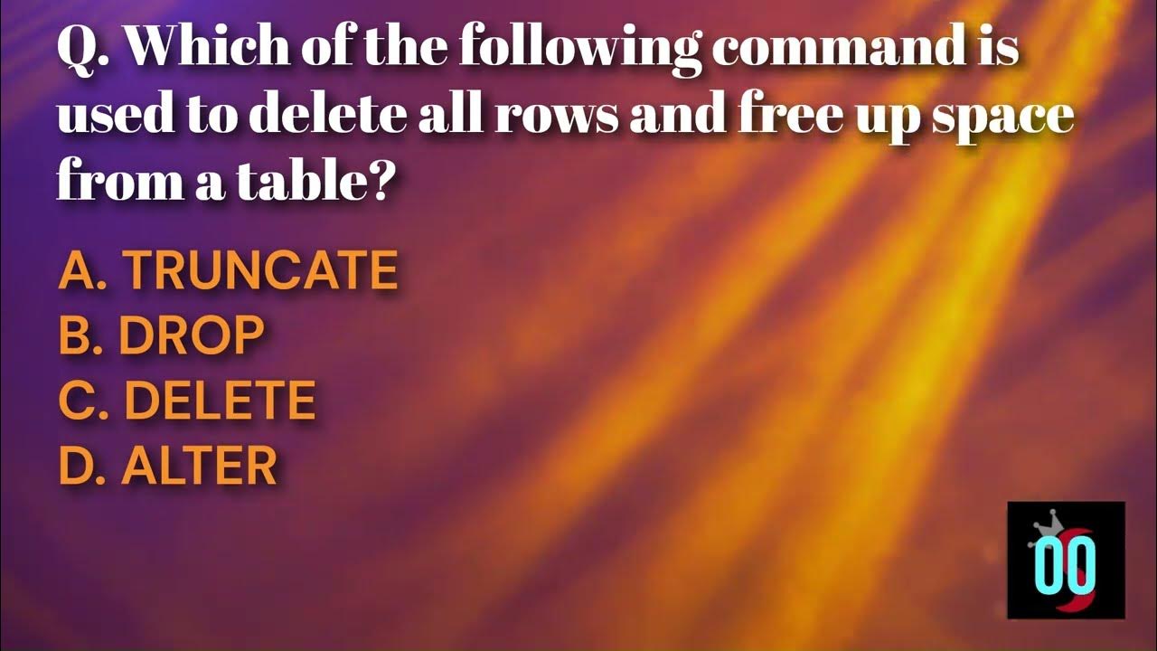 SQL (Structured Query Language) - MCQ - Session 1 - YouTube