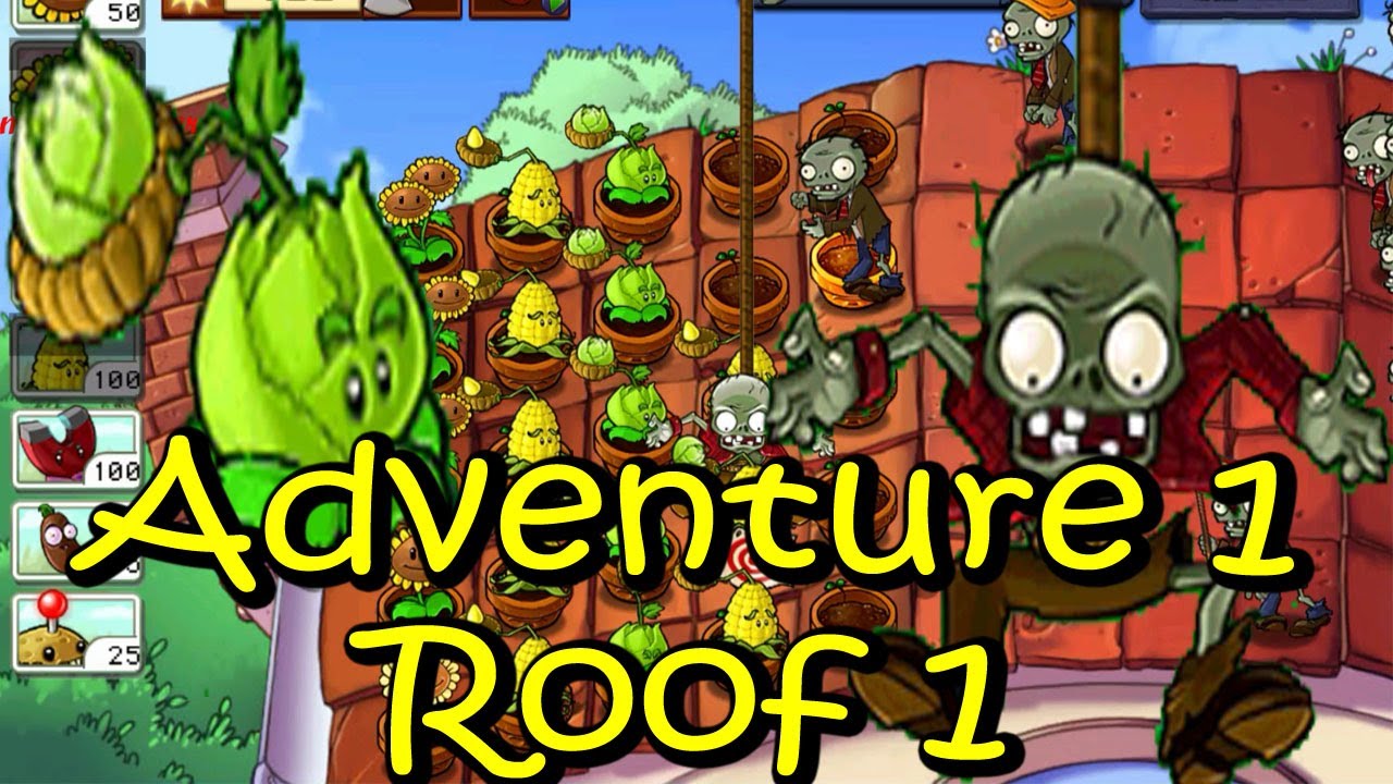 Plants VS Zombies Adventure 1 Roof 1 || - YouTube