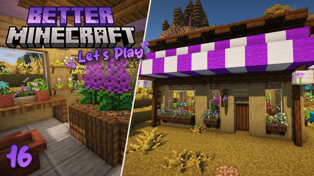 The Cutest Flower Shop 💐 + Exploration Trip | Better Minecraft Let's ...