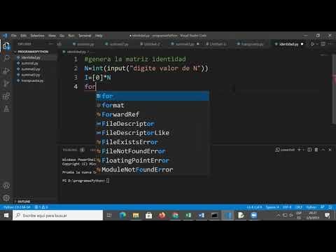 Python: Matriz identidad con listas - YouTube