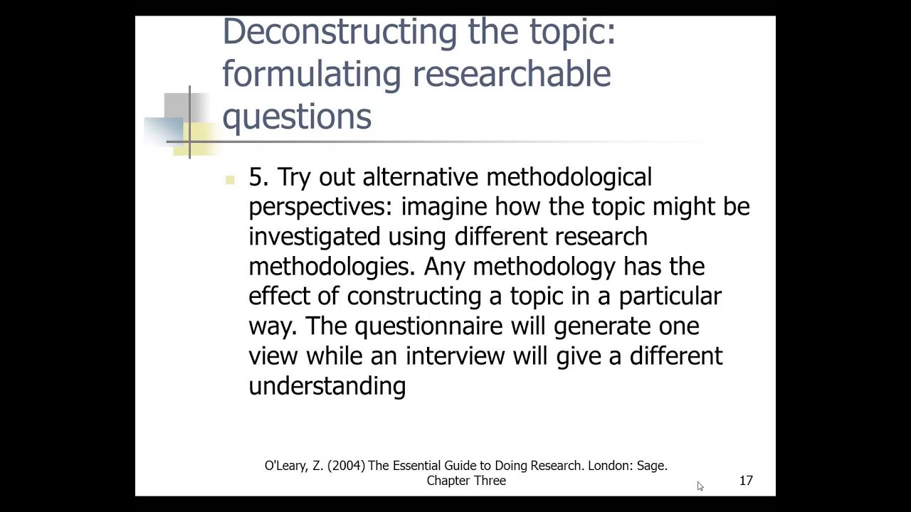 Lecture 3 Developing your research topic - YouTube