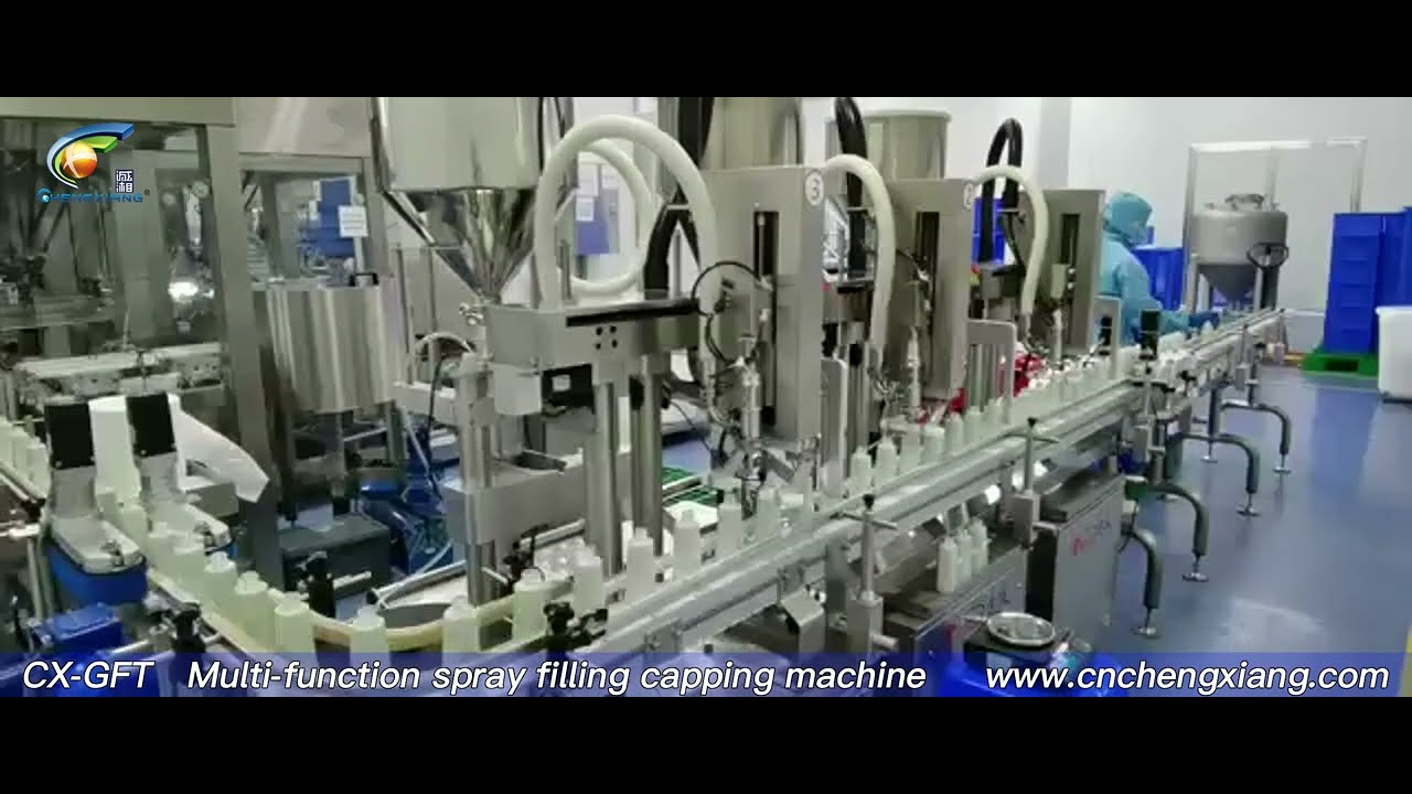 Multi function spray filling capping machine/cbd lotion bottle filling capping machine - YouTube