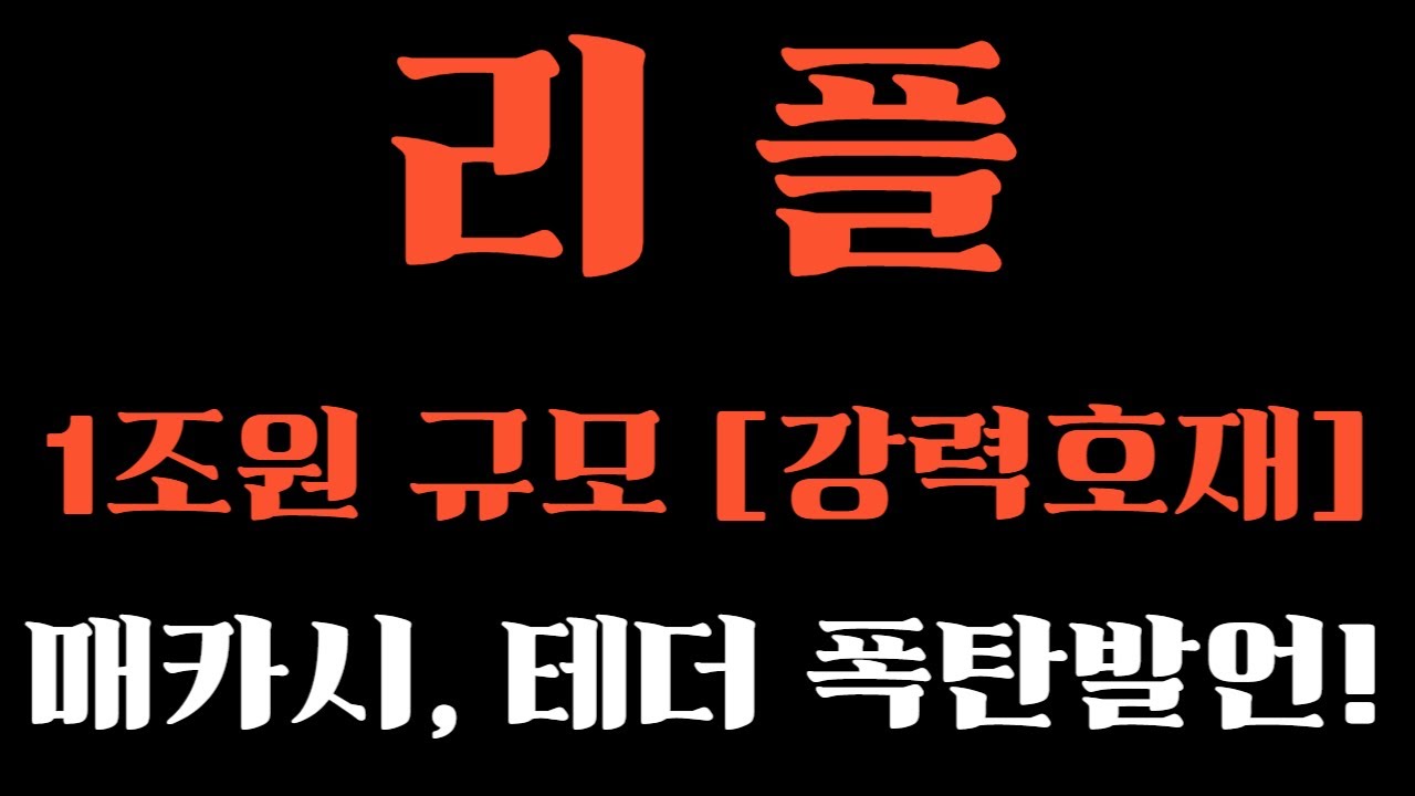 리플 코인 1조원 규모 초특급호재 터졌습니다 매카시 테더 폭탄발언 메타코 25억달러 인수까지 지금빨리보세요 리플