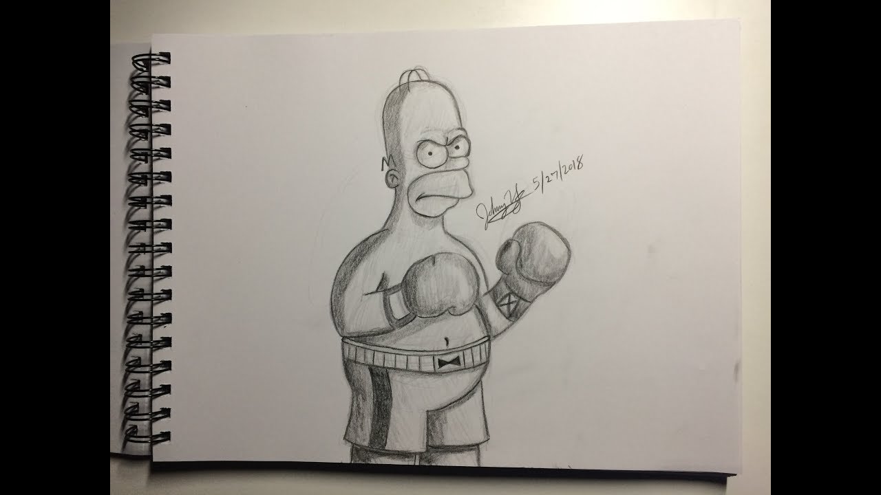 Drawing Homer Simpson - Pencil Sketch - YouTube