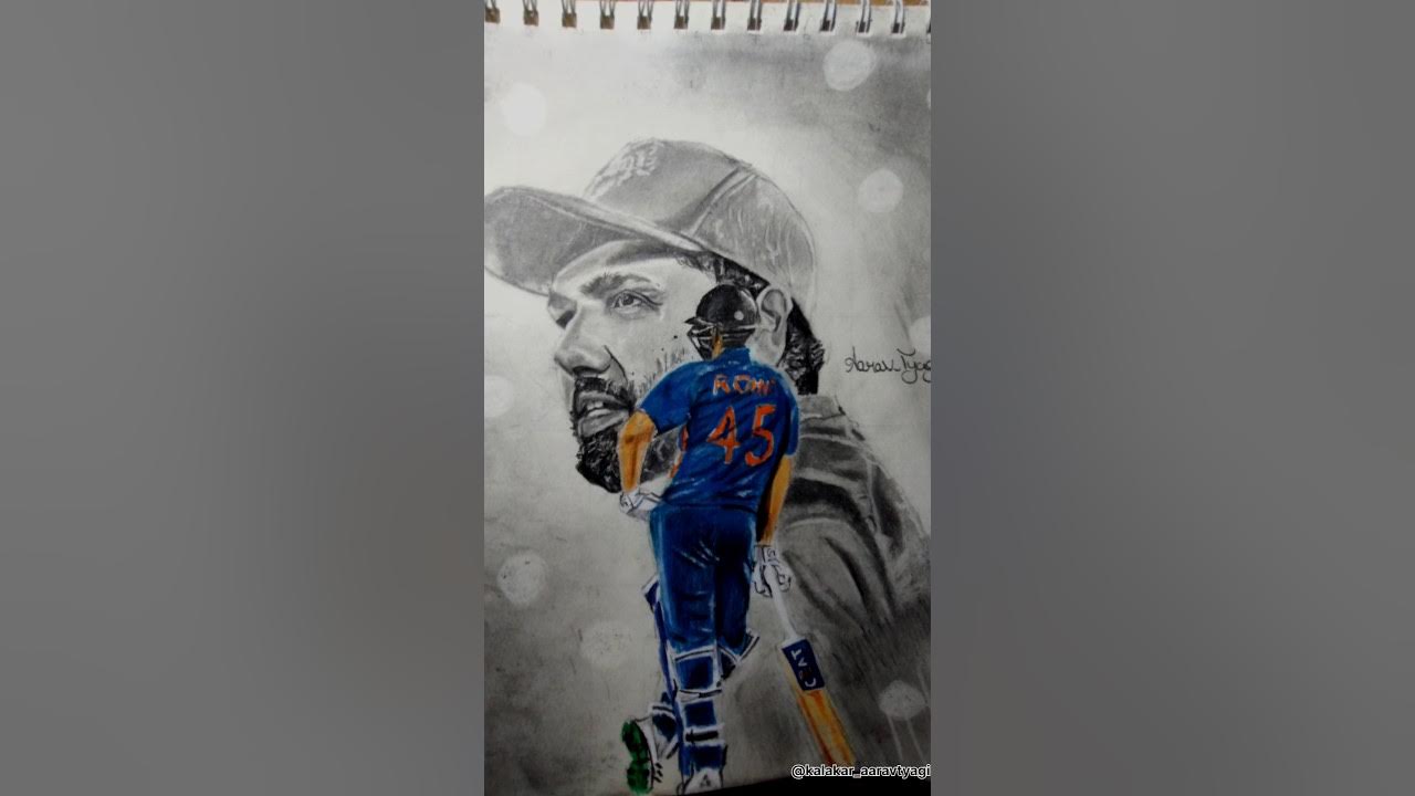 how to draw rohit sharma step by step 💙 #shortsfeed #art - YouTube