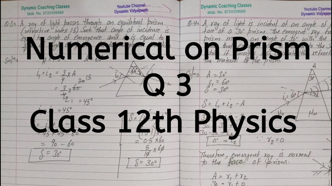 Q 3, Numerical on Prism, Chapter 9, Ray Optics And Optical Instruments ...