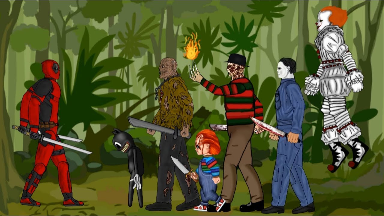 Deadpool, Cartoon Cat vs IT Pennywise, Jason Voorhees, Freddy Krueger ...
