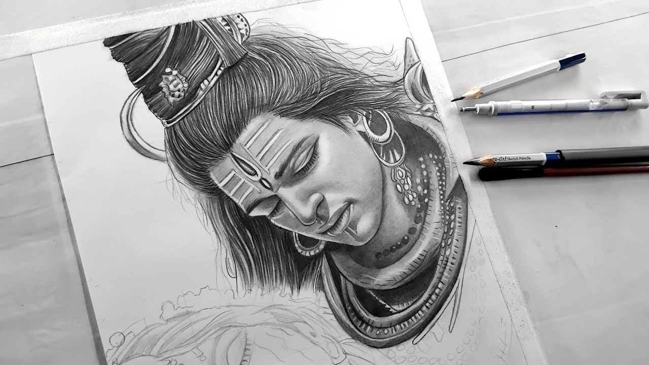 Mahadev and Mata Parvati drawing, Step by step, Shading Tutorial, Part ...