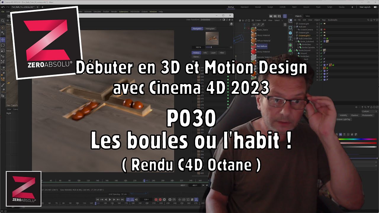 Débuter en 3D et Motion Design(C4D 2023)-P030- Les boules ou l'habit ...