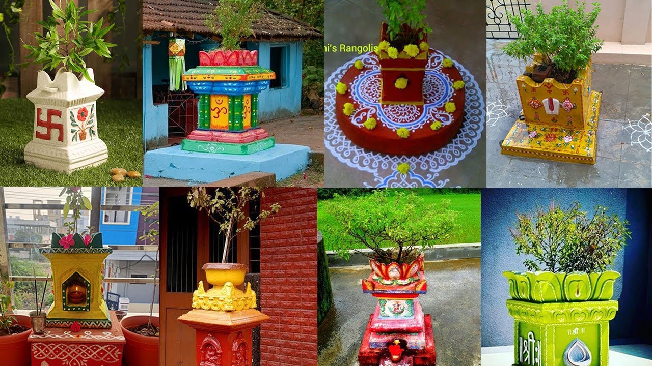 Tulsi Mandir Designs for Home | Tulasi kota designs |Tulsi Vrindavan ...